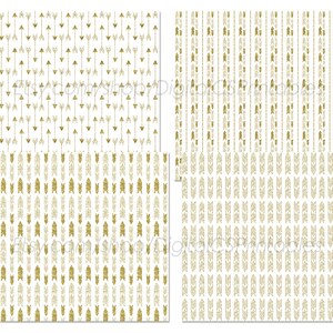 Gold Arrow Digital Paper Arrow Tribal Digital Paper Gold Glitter ...