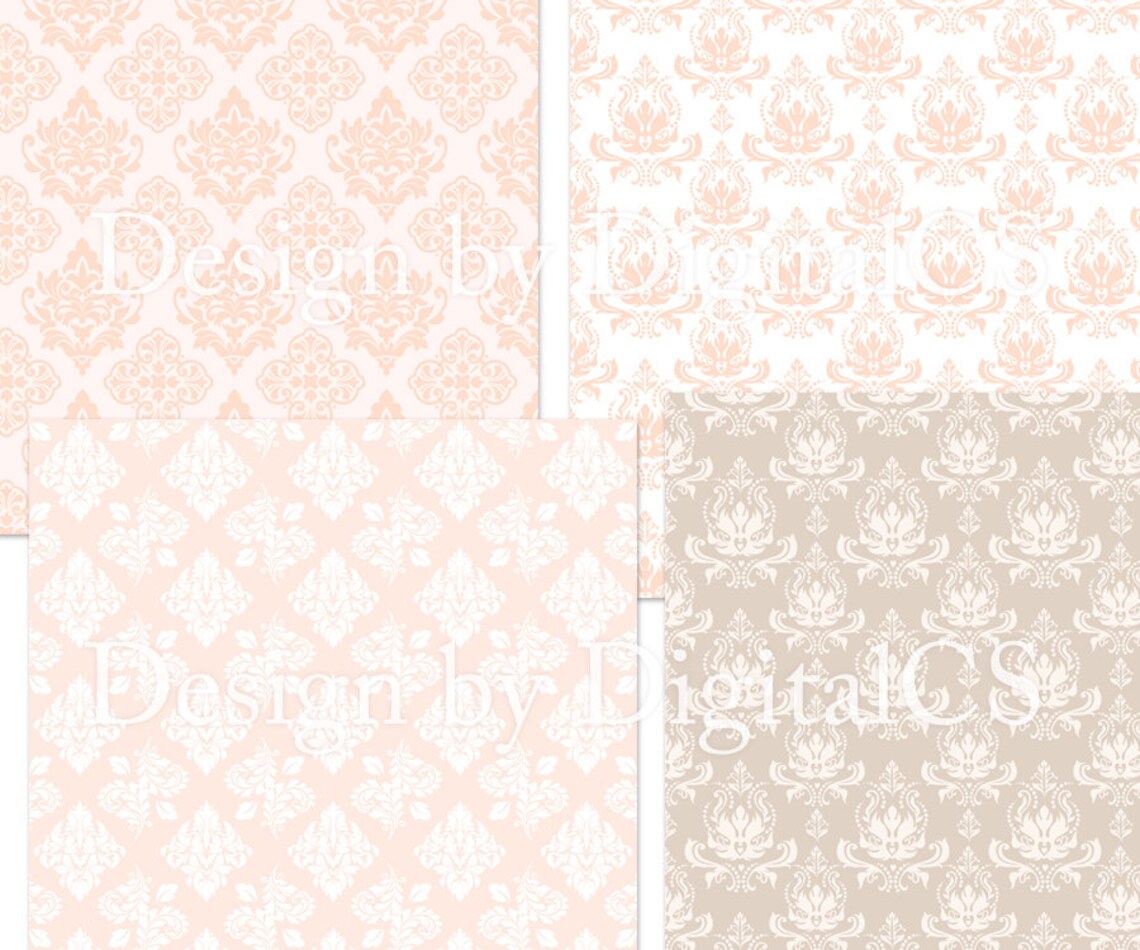 Peach wedding digital paper Beige wedding paper Printable | Etsy