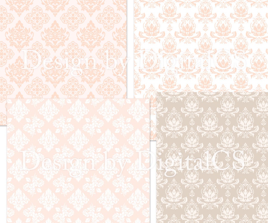 Peach Wedding Digital Paper Beige Wedding Paper Printable - Etsy