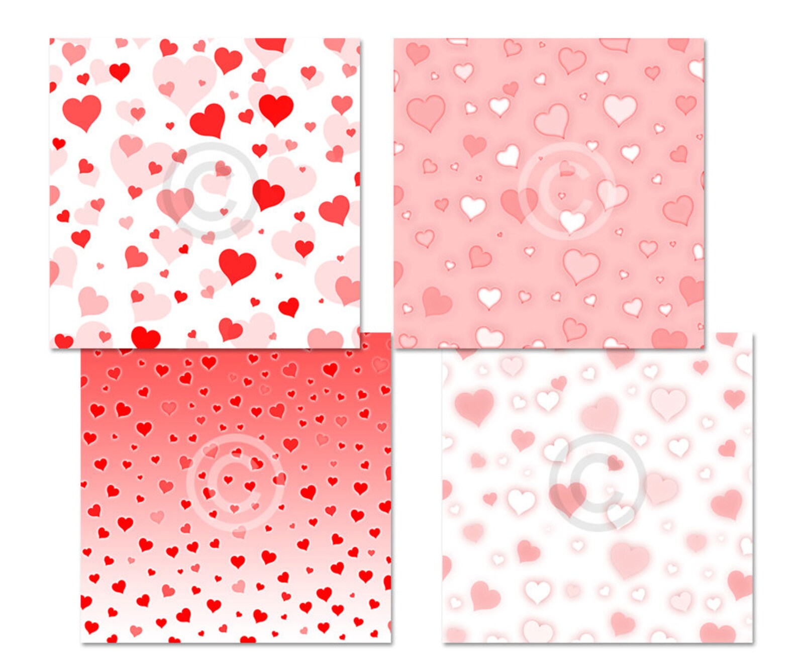 Heart Digital Paper Valentine Digital Paper Love Digital Paper | Etsy