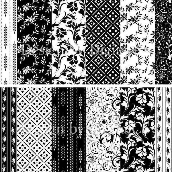 Digital Paper Black and White - Etsy