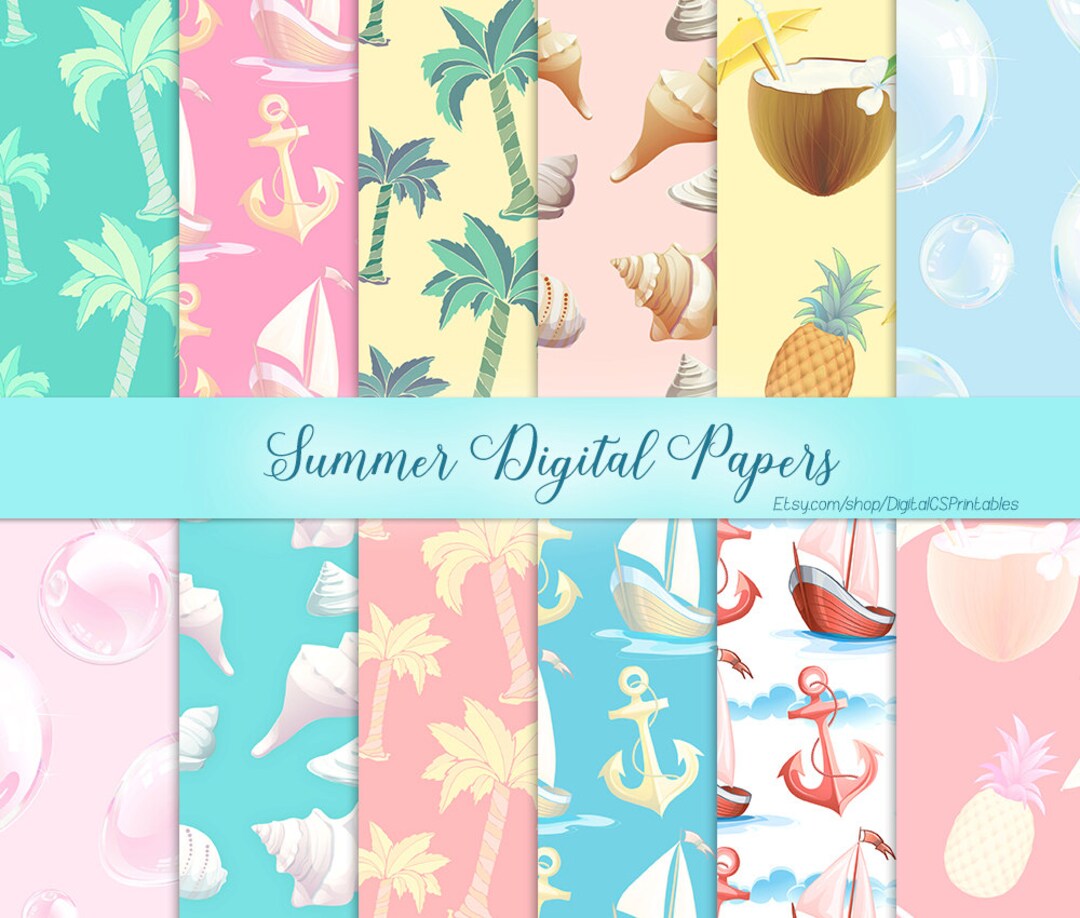 Summer Digital Paper Summer Beach Digital Paper Tropical Digital Paper ...