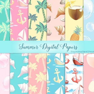 Summer Digital Paper Summer Beach Digital Paper Tropical Digital Paper ...