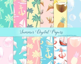Nautical Digital Scrapbook Papers 10 Nautical Anchors - Etsy