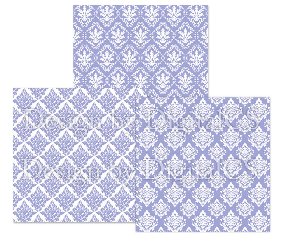 Purple Damask Digital Paper Scrapbook Paper Purple Printable Paper ...