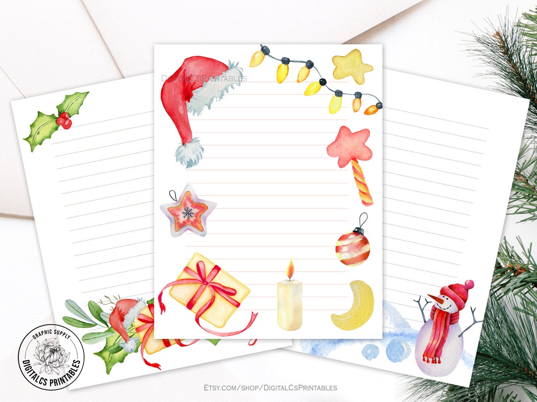 Printable Christmas Stationery Paper Christmas Writing Paper Digital ...