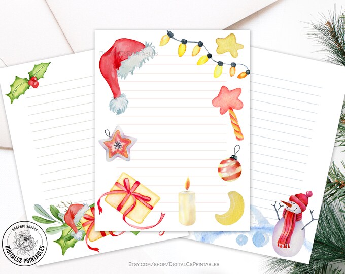 Printable Christmas Stationery Paper Christmas Writing Paper Digital ...