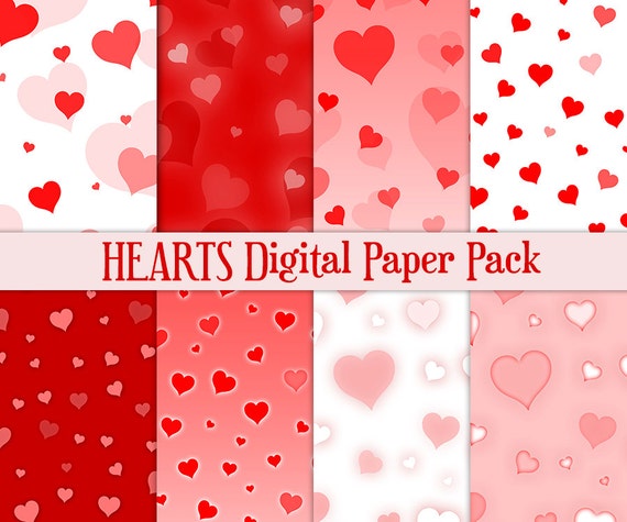 Heart Digital Paper Valentine Digital Paper Love Digital Paper | Etsy