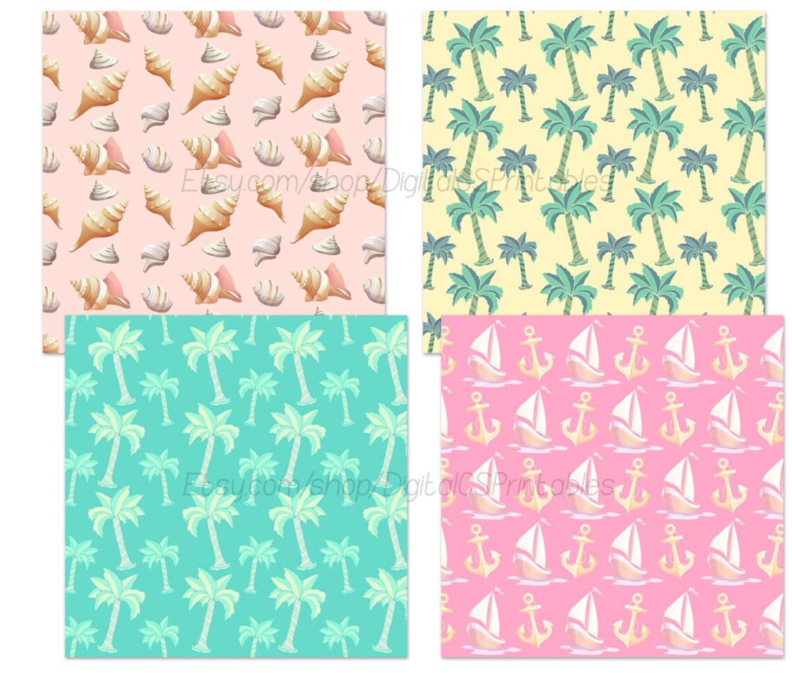 Summer Digital Paper Summer Beach Digital Paper Tropical - Etsy