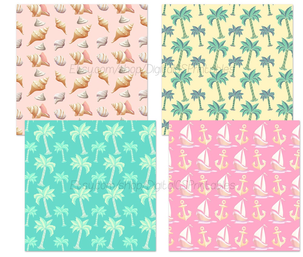 Summer Digital Paper Summer Beach Digital Paper Tropical - Etsy