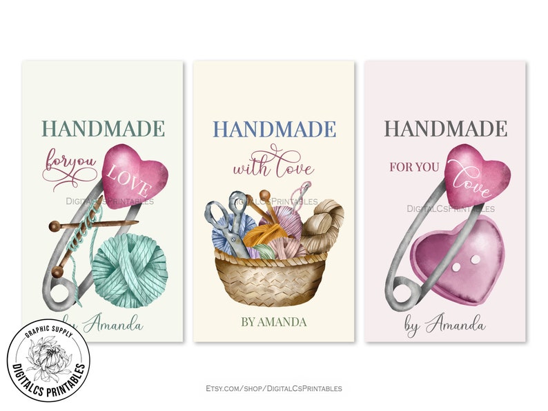 Editable Handmade With Love Tag Printable, Personalized Tags for Sewing ...