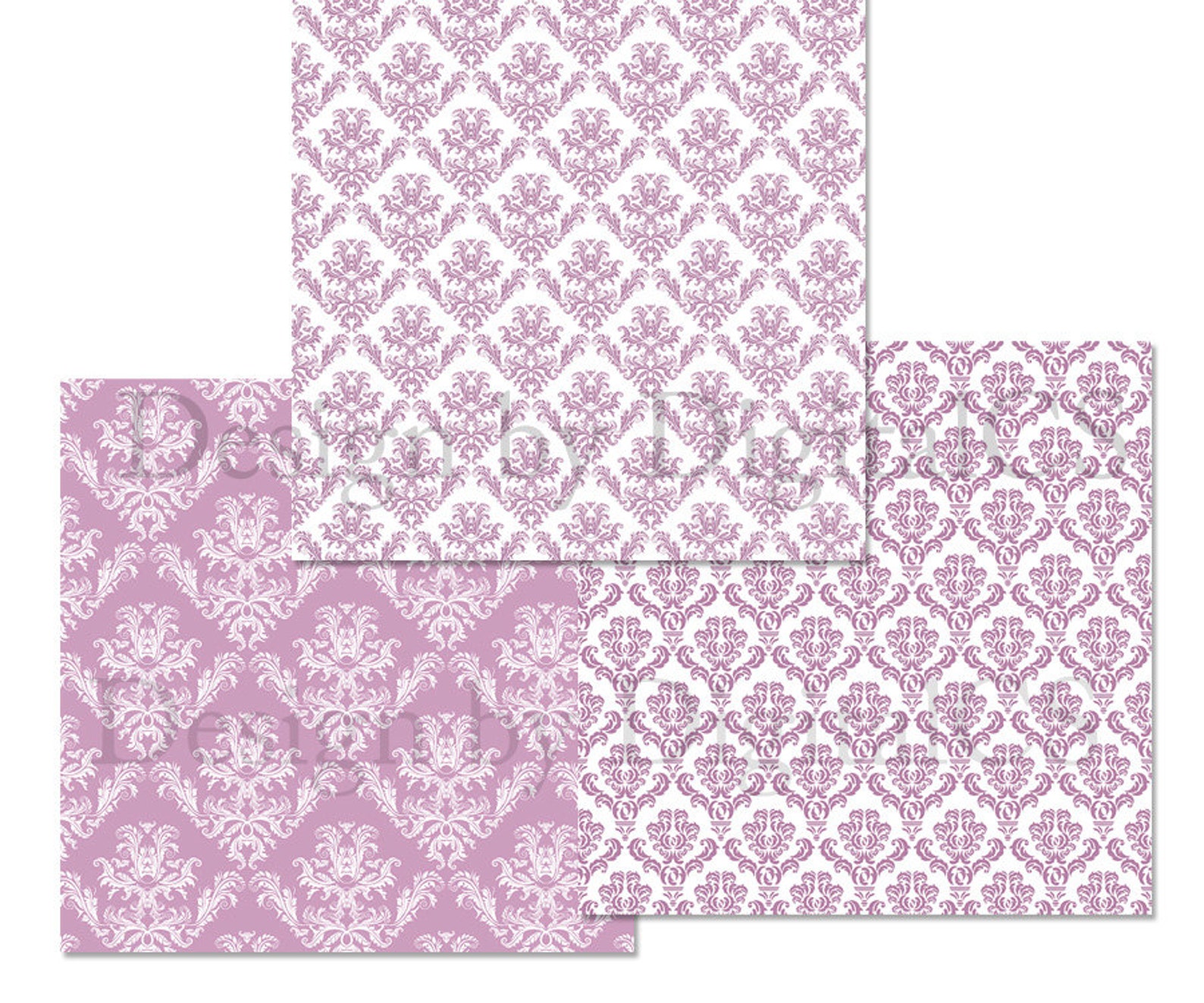 Mauve Digital Paper Mauve Damask Digital Paper Pastel Digital Paper ...
