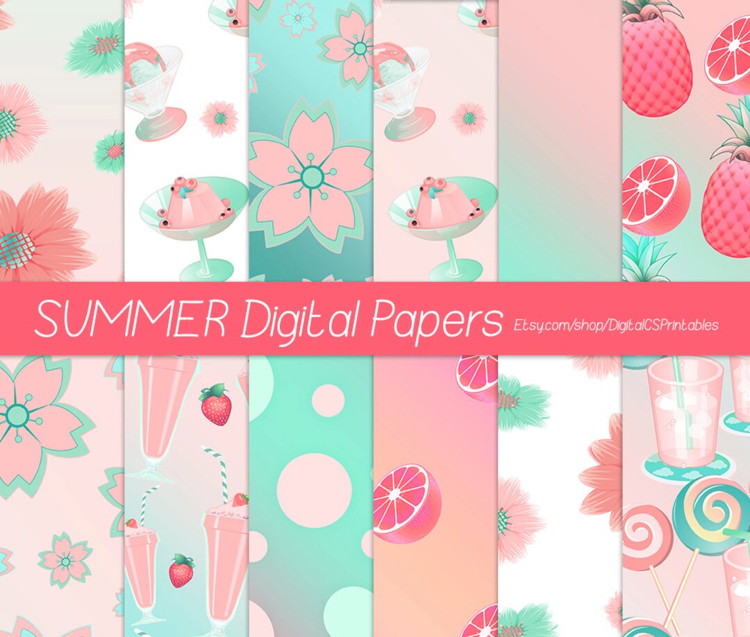 Summer Digital Paper Summer Scrapbook Paper 12x12 Digital Paper ...