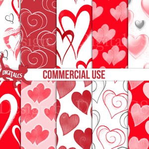 Hearts Digital Paper Hearts Valentines Day Digital Paper Digital Paper ...