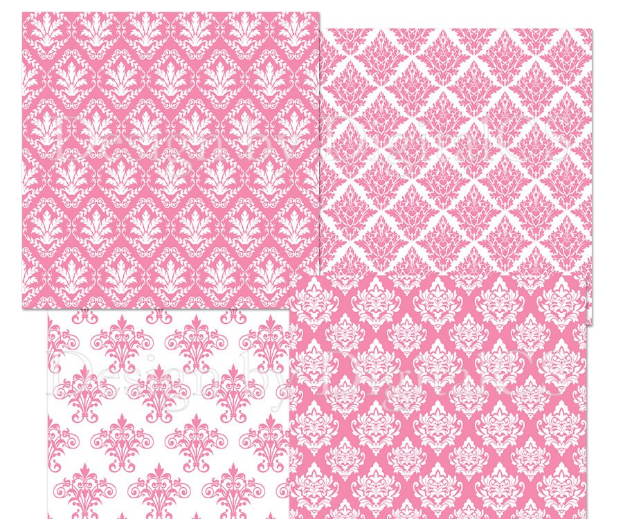 Pink Damask Digital Paper Pink Digital Paper Pastel Digital Paper ...