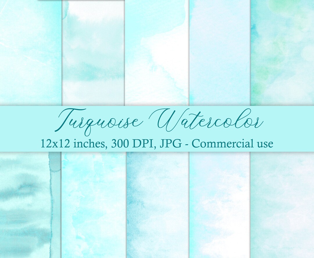 Turquoise Digital Paper Turquoise Watercolor Digital Paper Pack ...