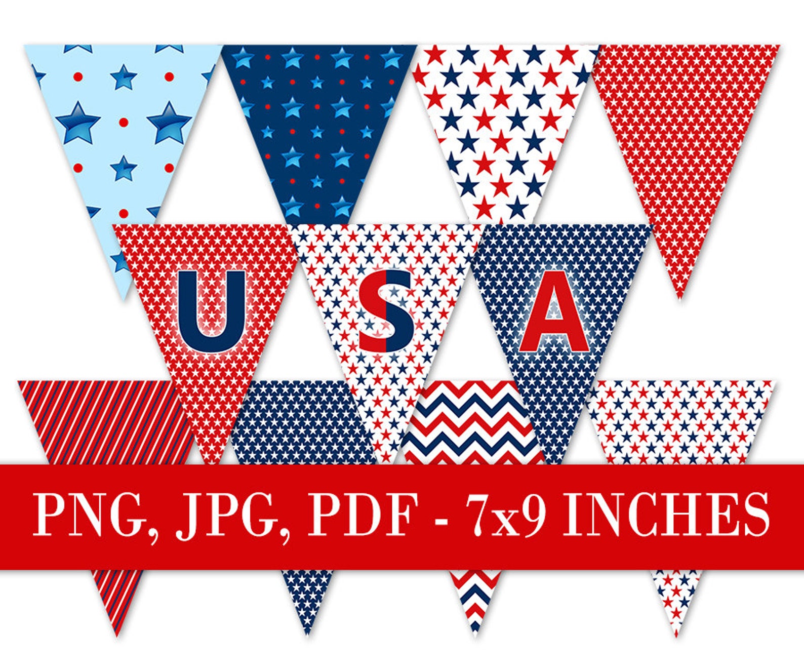 4th of July Bunting Printable Bunting Clipart Patriotic Bunting ...