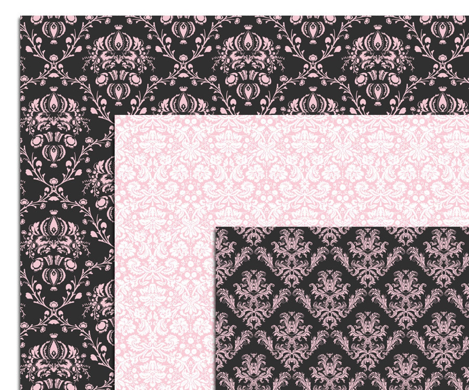 Pink Damask Digital Paper Wedding Paper Wedding Digital Paper Pink ...