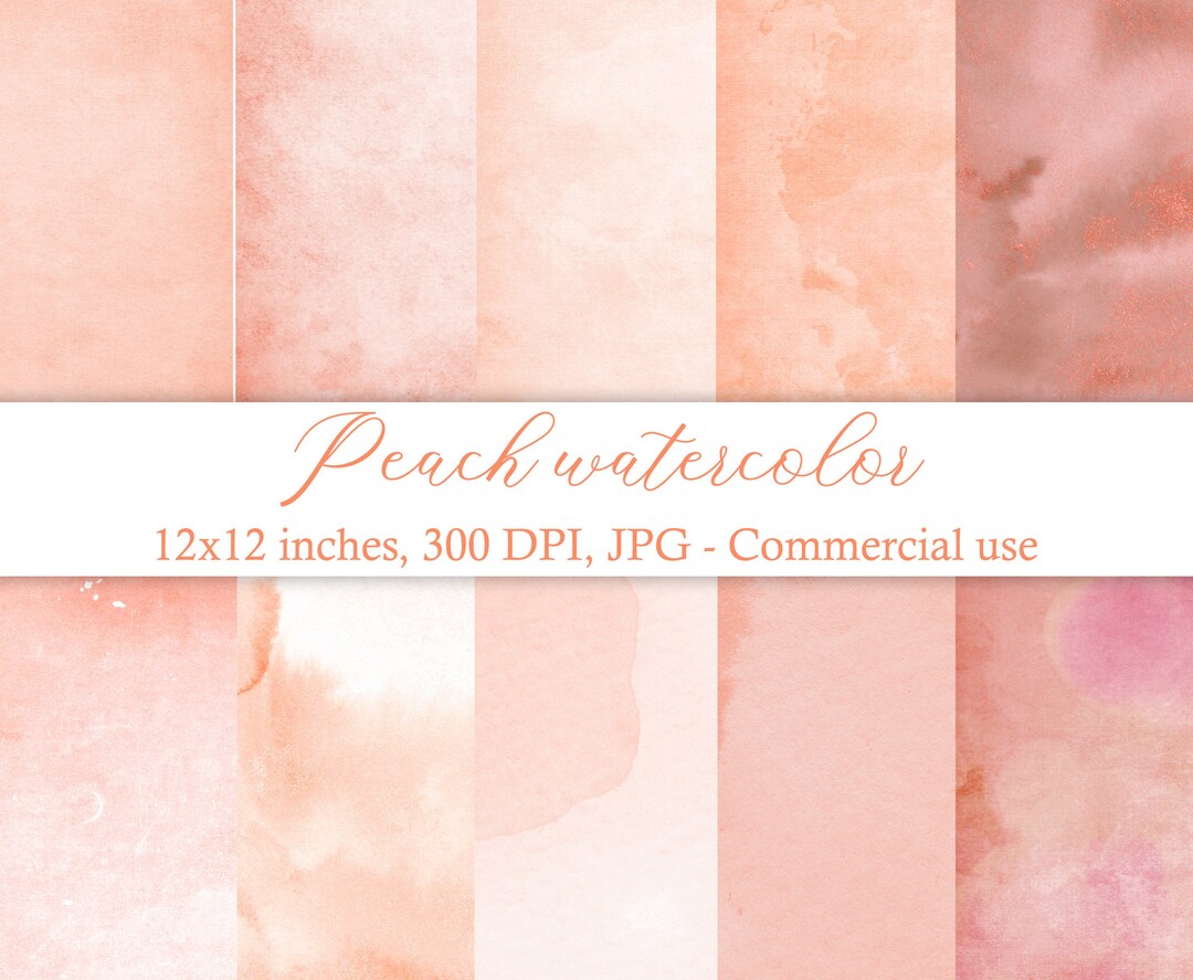 Peach Digital Paper Peach Pink Watercolor Digital Paper Pack Commercial ...