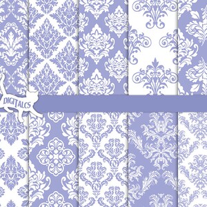 Purple Damask Digital Paper Scrapbook Paper Purple Printable Paper ...
