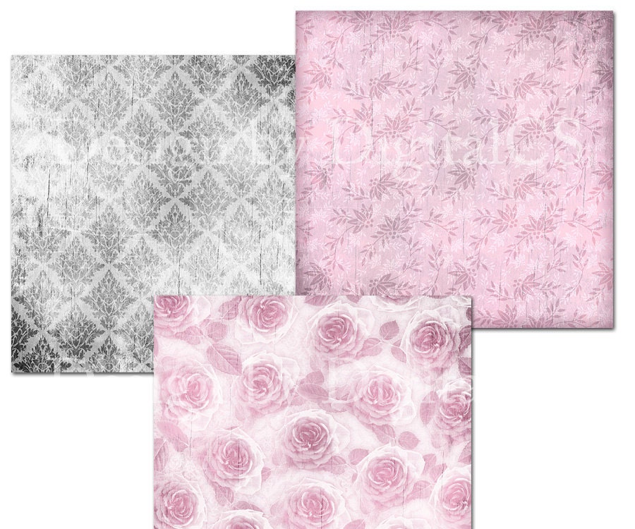 Pink Digital Paper Pink and Gray Shabby Chic Digital Paper Pink Digital ...