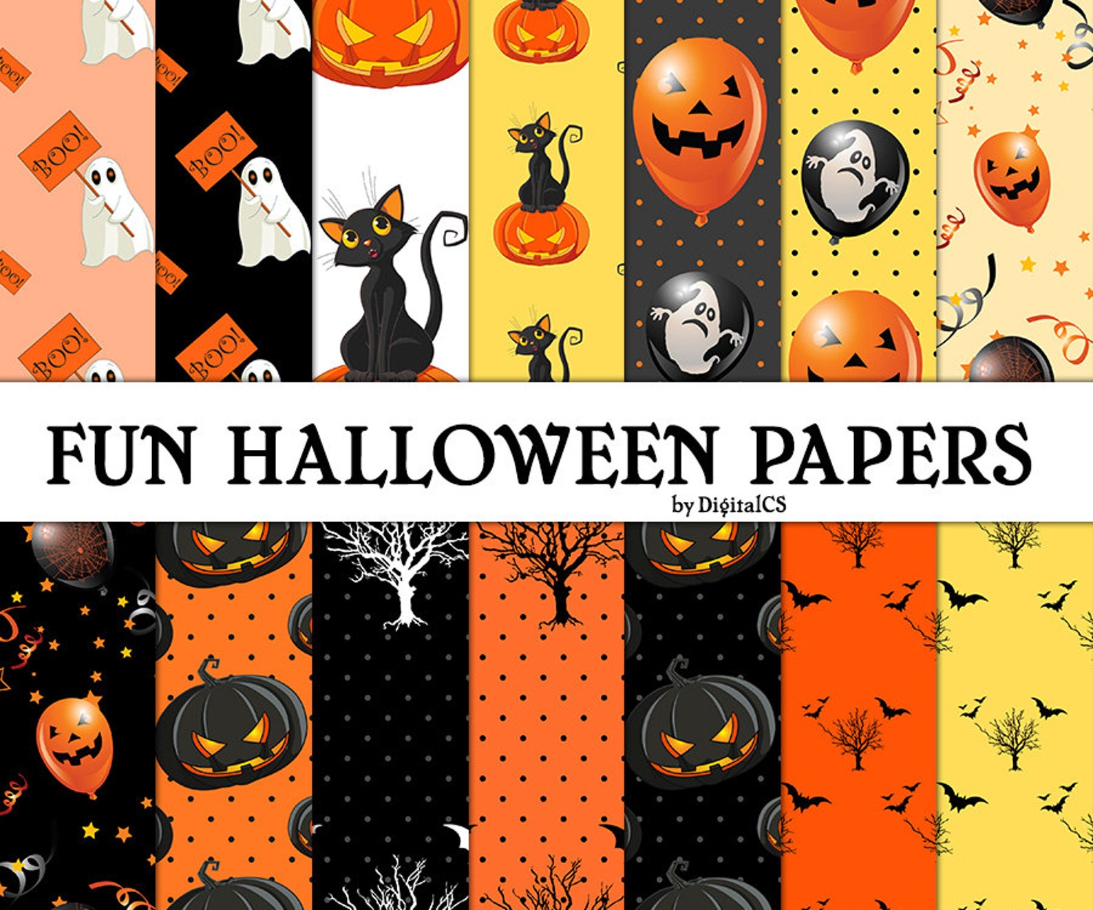 Fun Halloween Digital Paper Halloween Printables Halloween - Etsy
