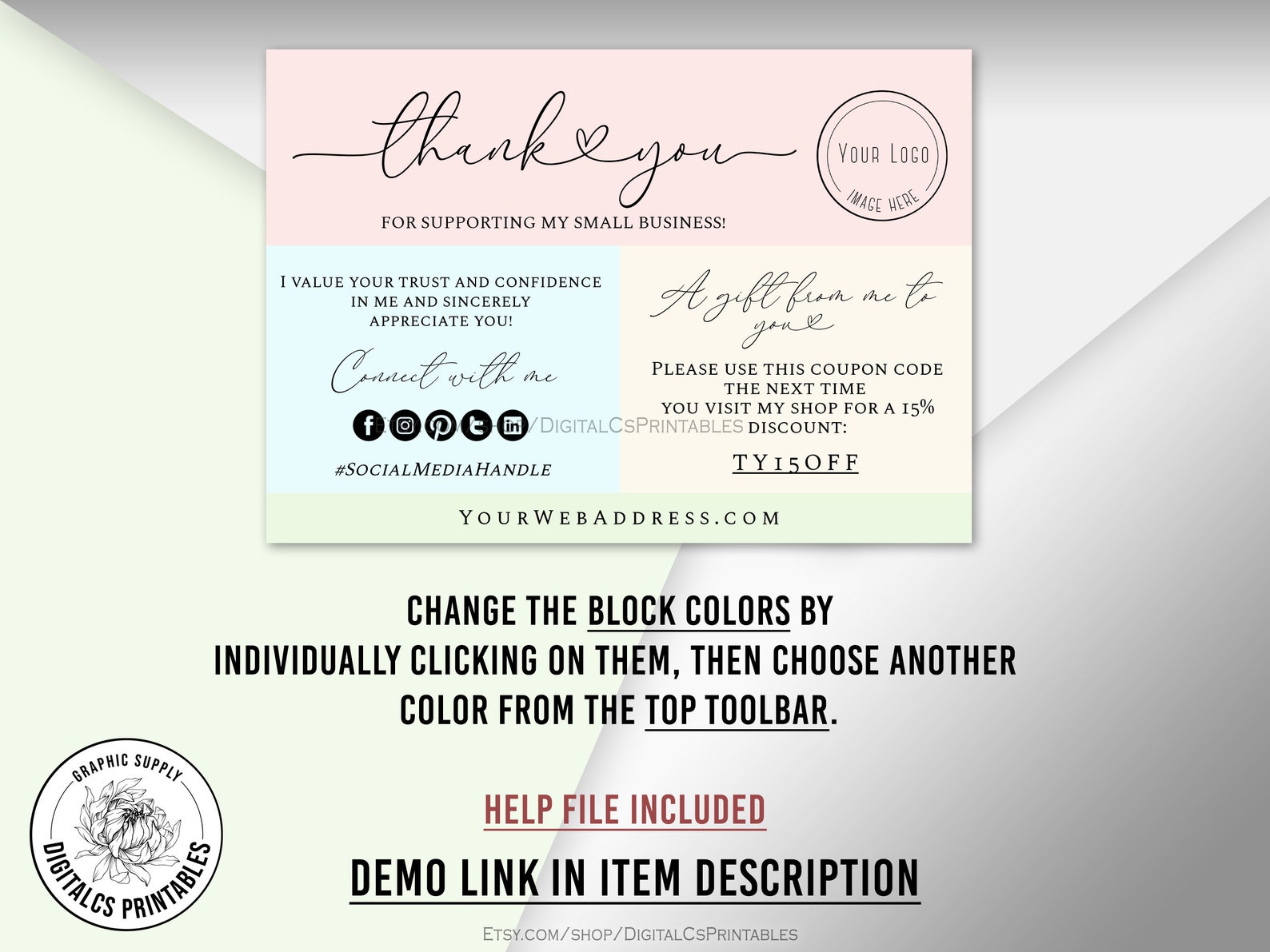 Editable Customer Appreciation Card Business Template Pastel - Etsy