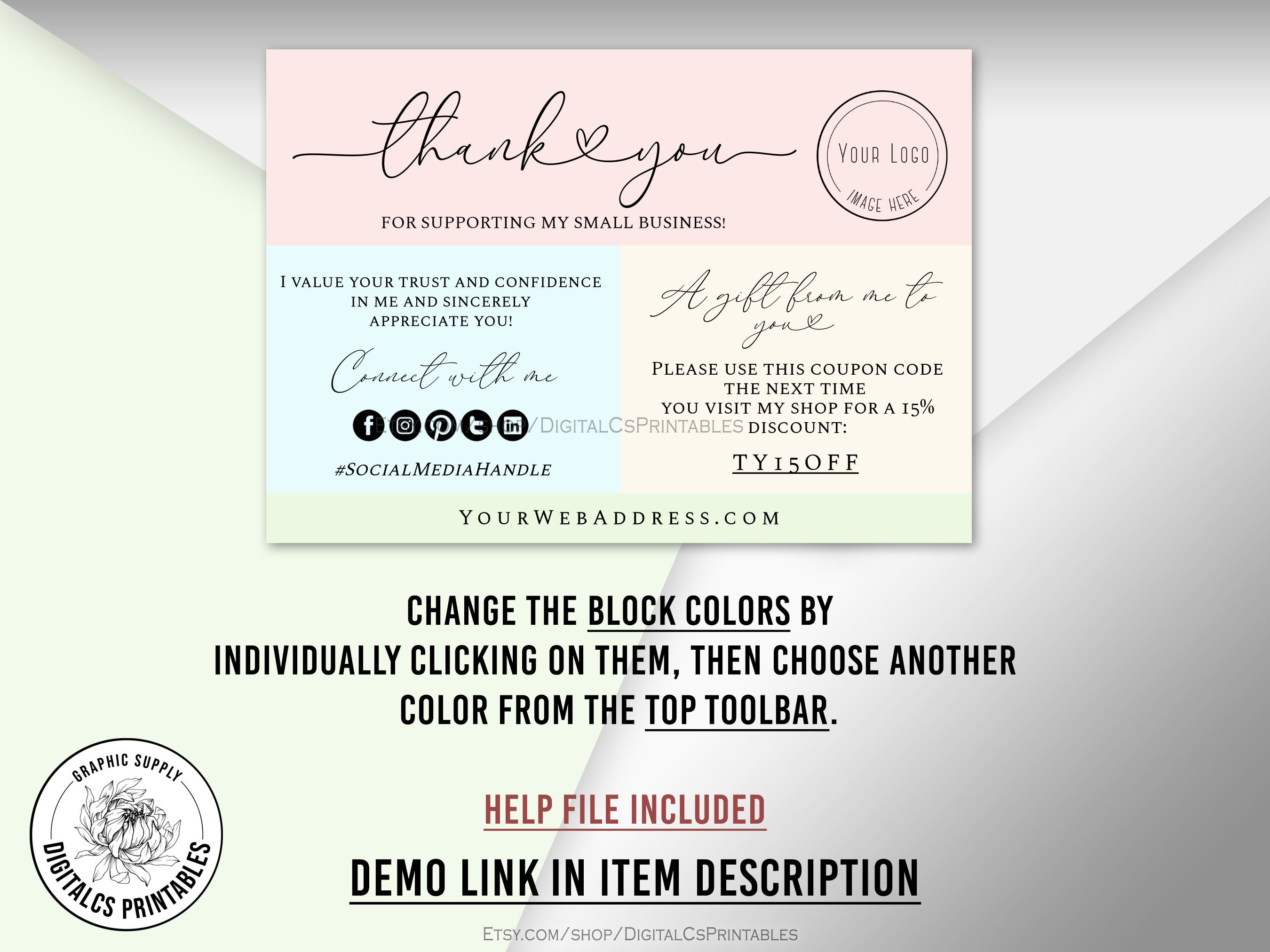 Editable Customer Appreciation Card Business Template Pastel - Etsy