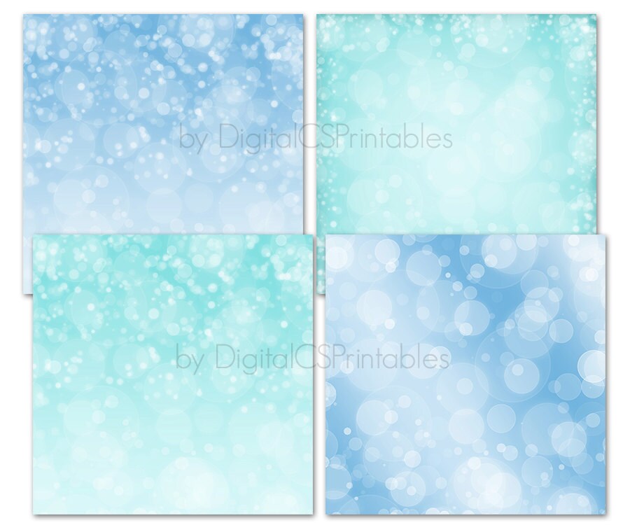 Bokeh Digital Paper Blue Bokeh Mint Bokeh Pastel Blue Digital Paper ...