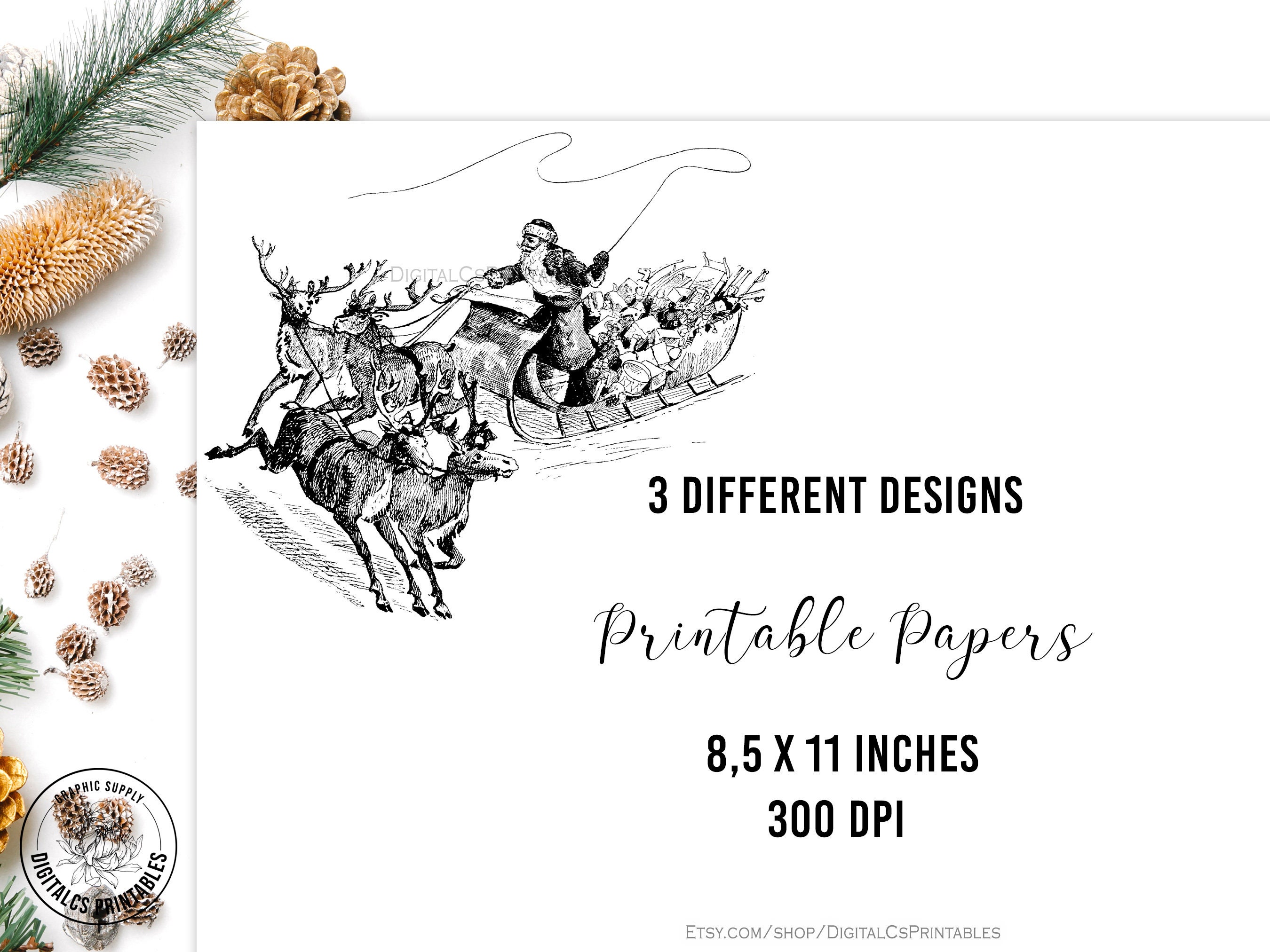 Printable Christmas Stationery Paper Vintage Christmas Writing Paper ...