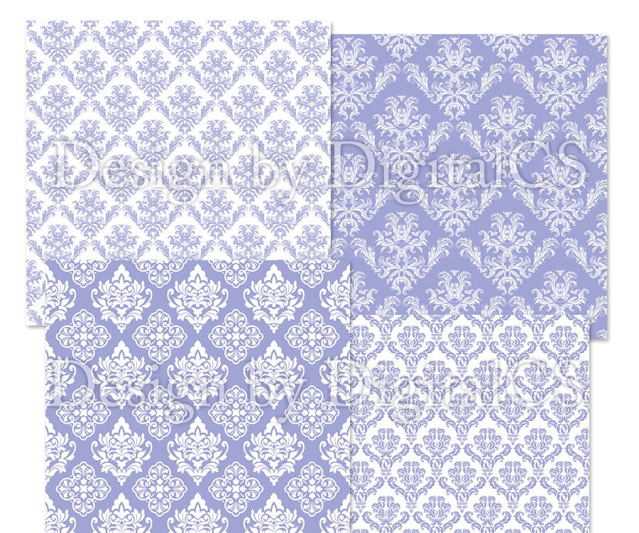 Purple Damask Digital Paper Scrapbook Paper Purple Printable Paper ...
