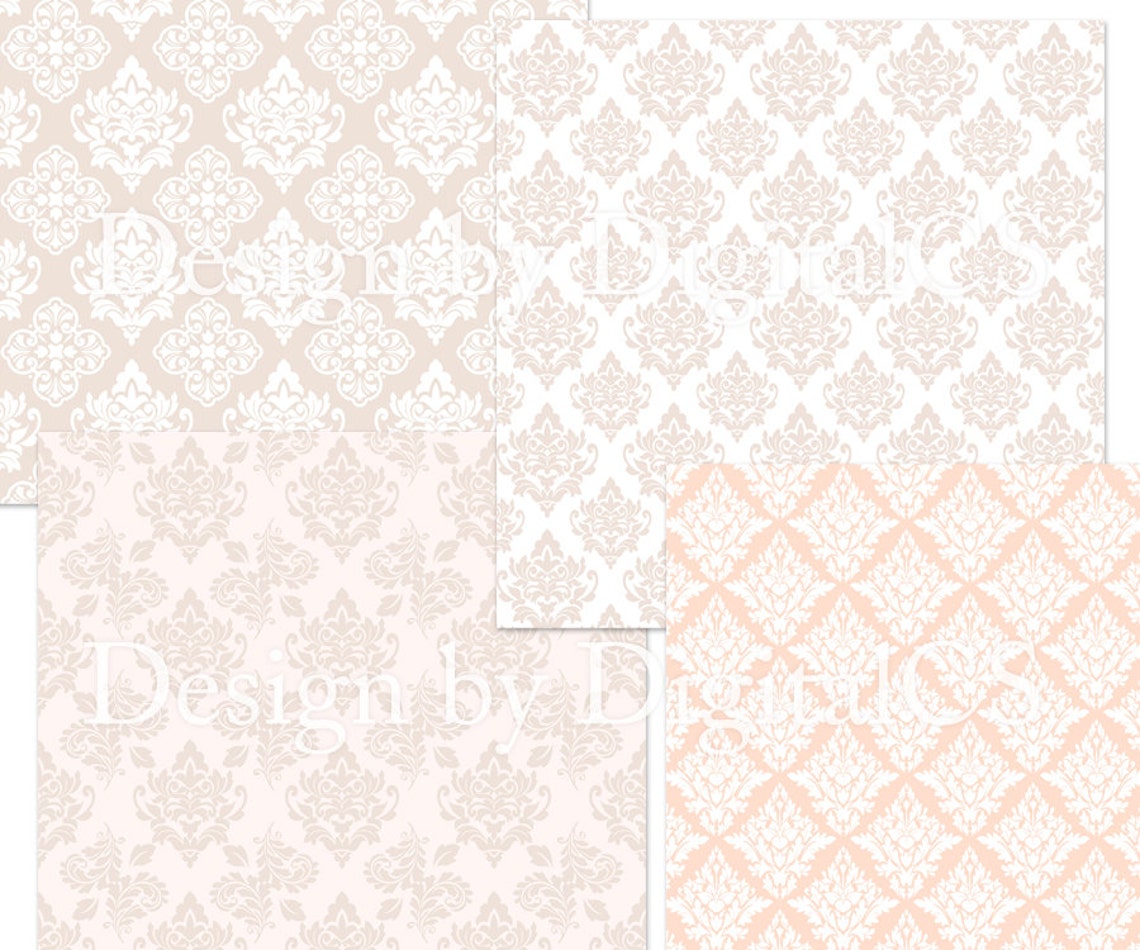 Peach Wedding Digital Paper Beige Wedding Paper Printable | Etsy