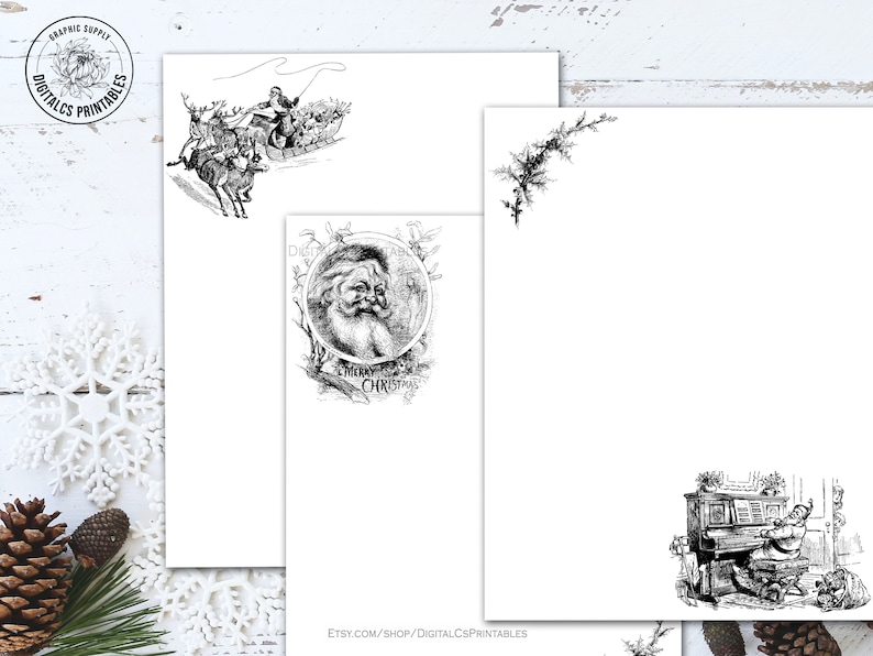 Printable Christmas Stationery Paper Vintage Christmas Writing Paper ...
