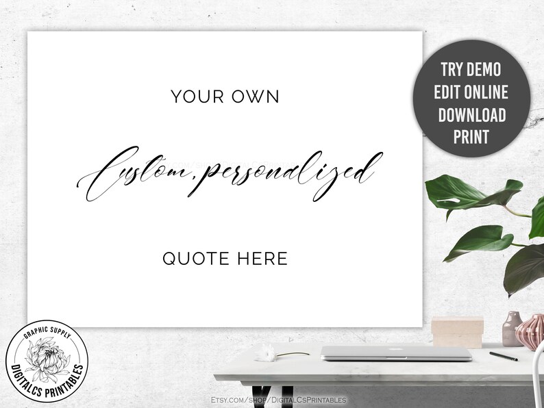 Modern Minimalist Editable Quote Sign Custom Print - Etsy