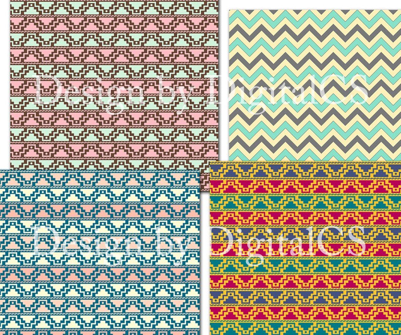 Aztec Digital Paper Aztec Tribal Digital Paper Tribal - Etsy