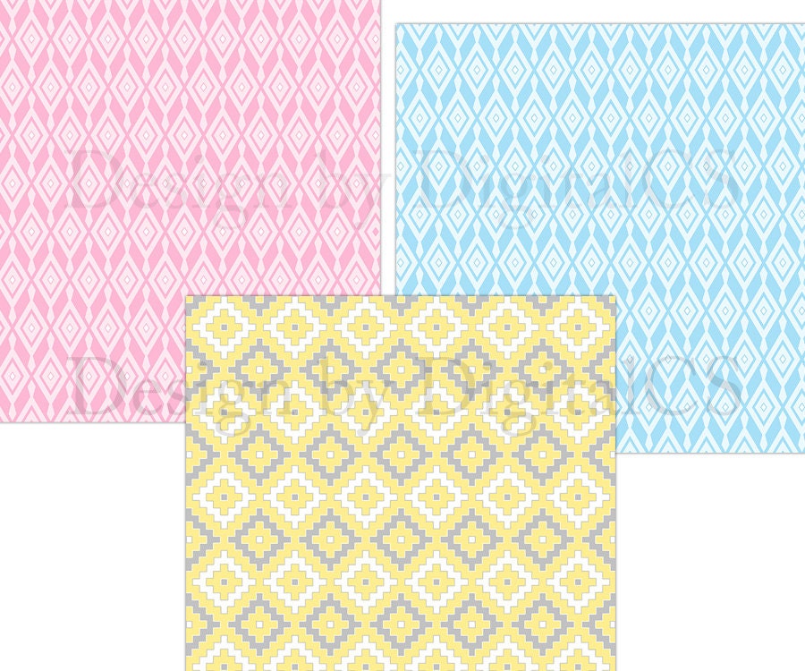Pastel Digital Paper Pastel Tribal Digital Paper Tribal Geometric ...