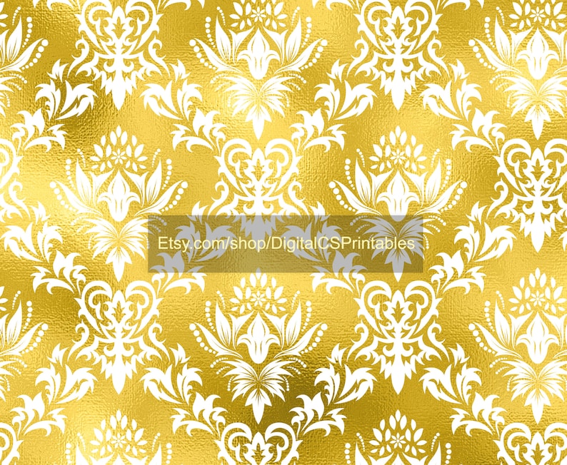 Gold Foil Digital Paper Gold Damask Digital Paper Gold and - Etsy