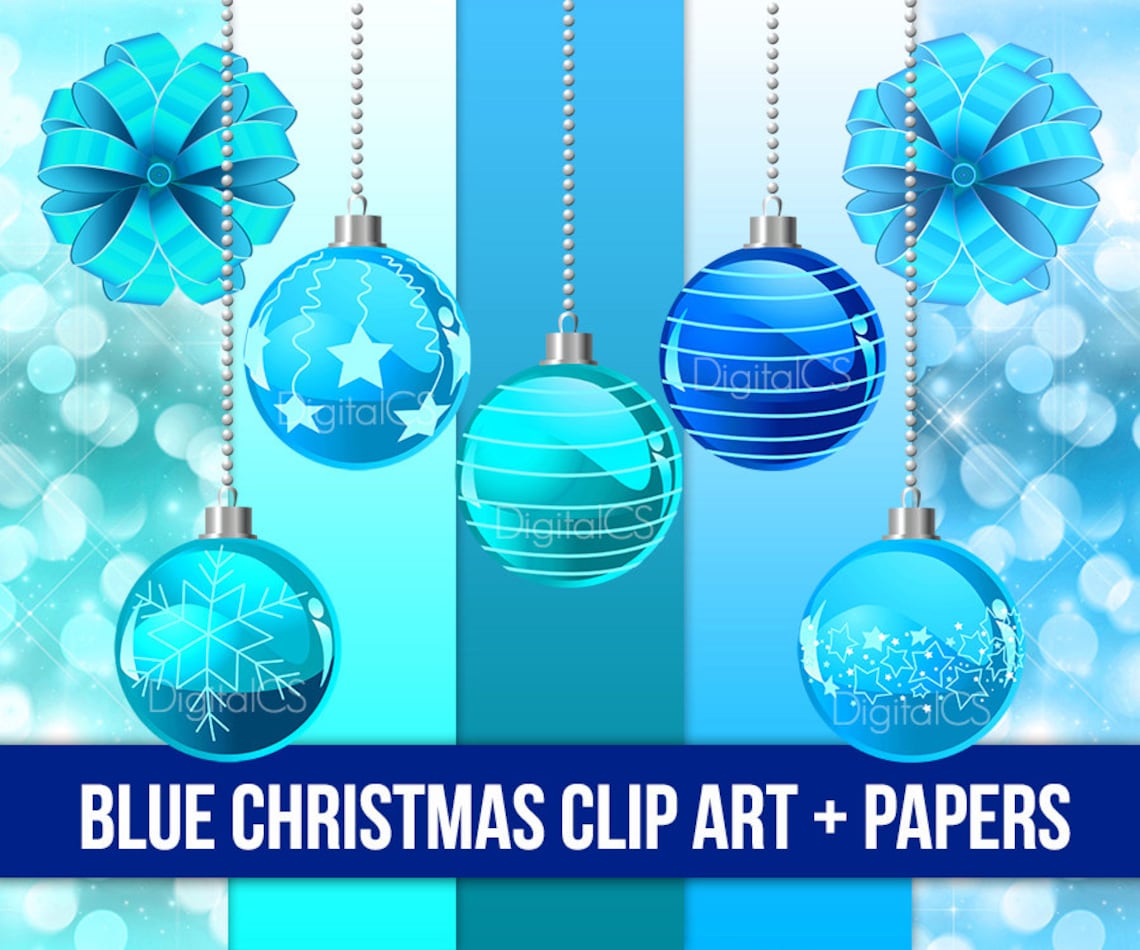 Blue Christmas Clipart Holiday Clipart Christmas Clip Art Digital ...
