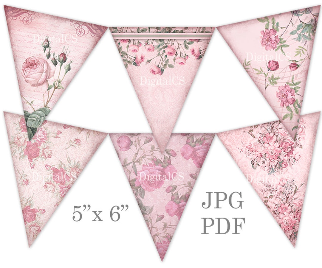 Printable Bunting Garland Shabby Chic Cottage Chic French Country ...