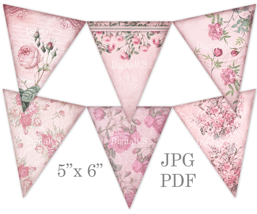 Printable Bunting Garland Shabby Chic Cottage Chic French Country ...
