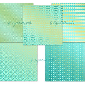 Turquoise Digital Paper Gold and Turquoise Digital Paper Gold Digital ...