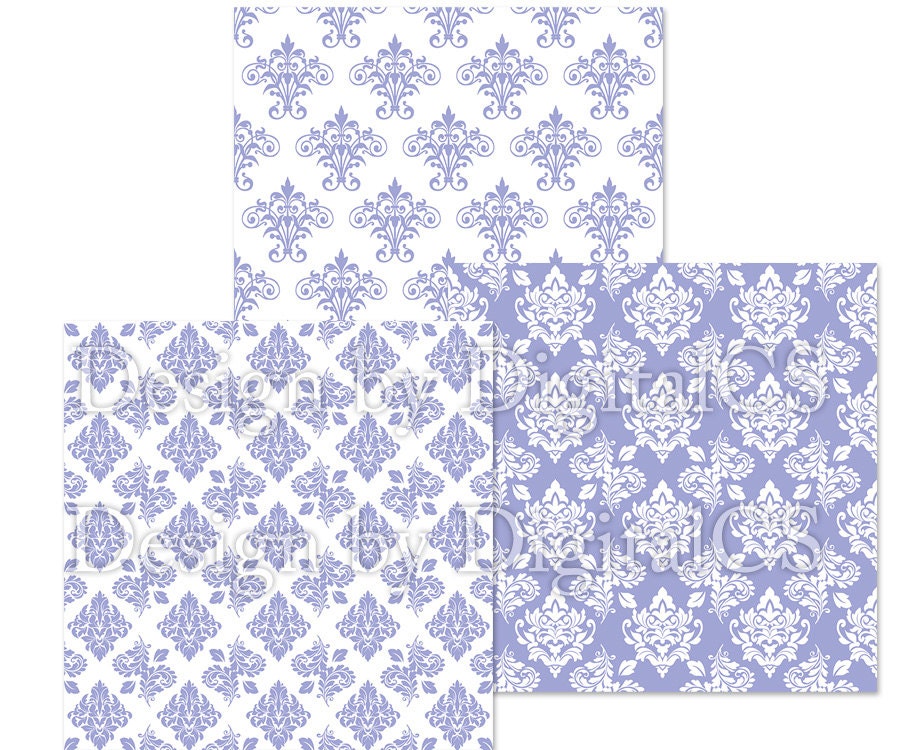 Purple Damask Digital Paper Scrapbook Paper Purple Printable Paper ...