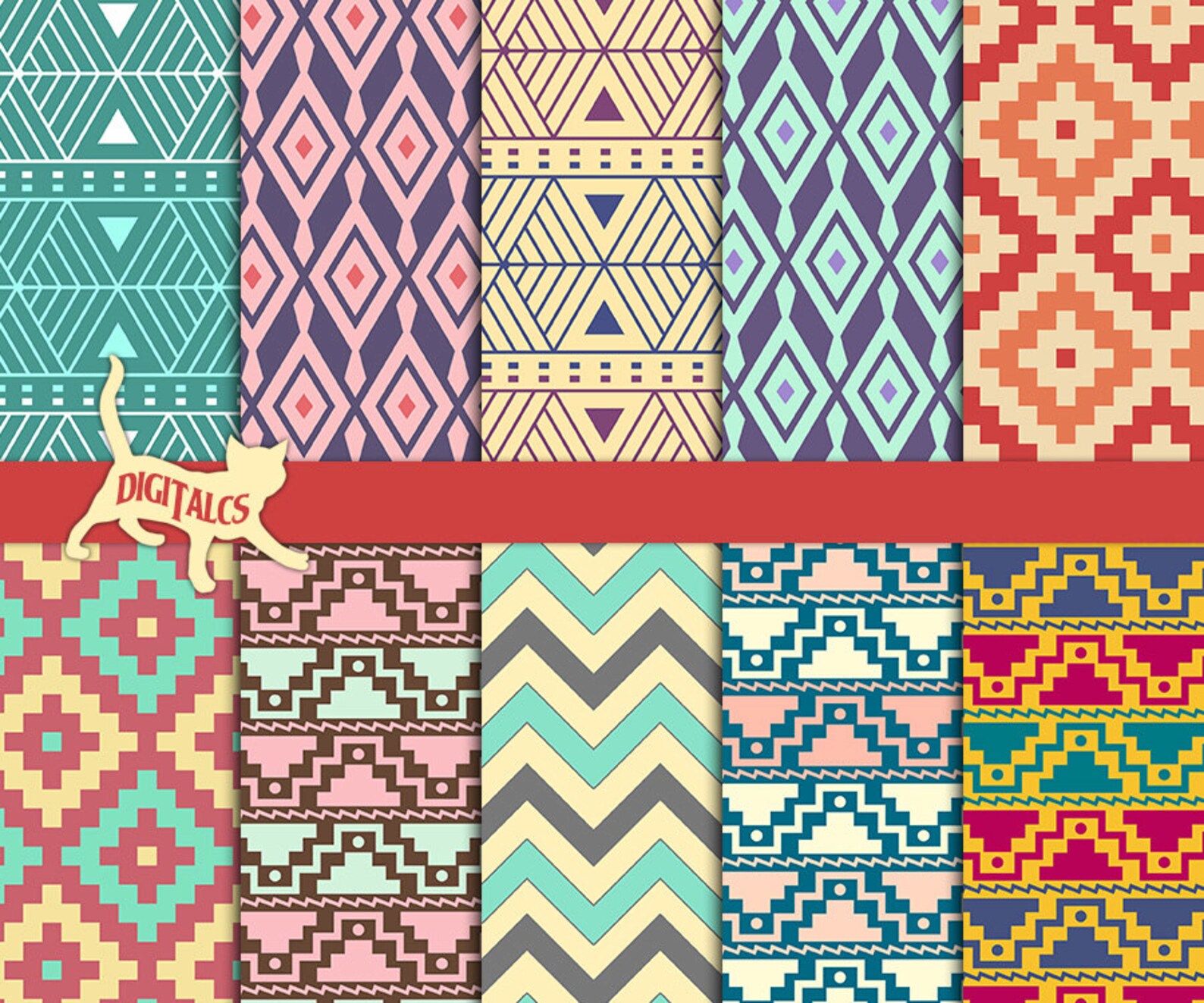Aztec Digital Paper Aztec Tribal Digital Paper Tribal - Etsy