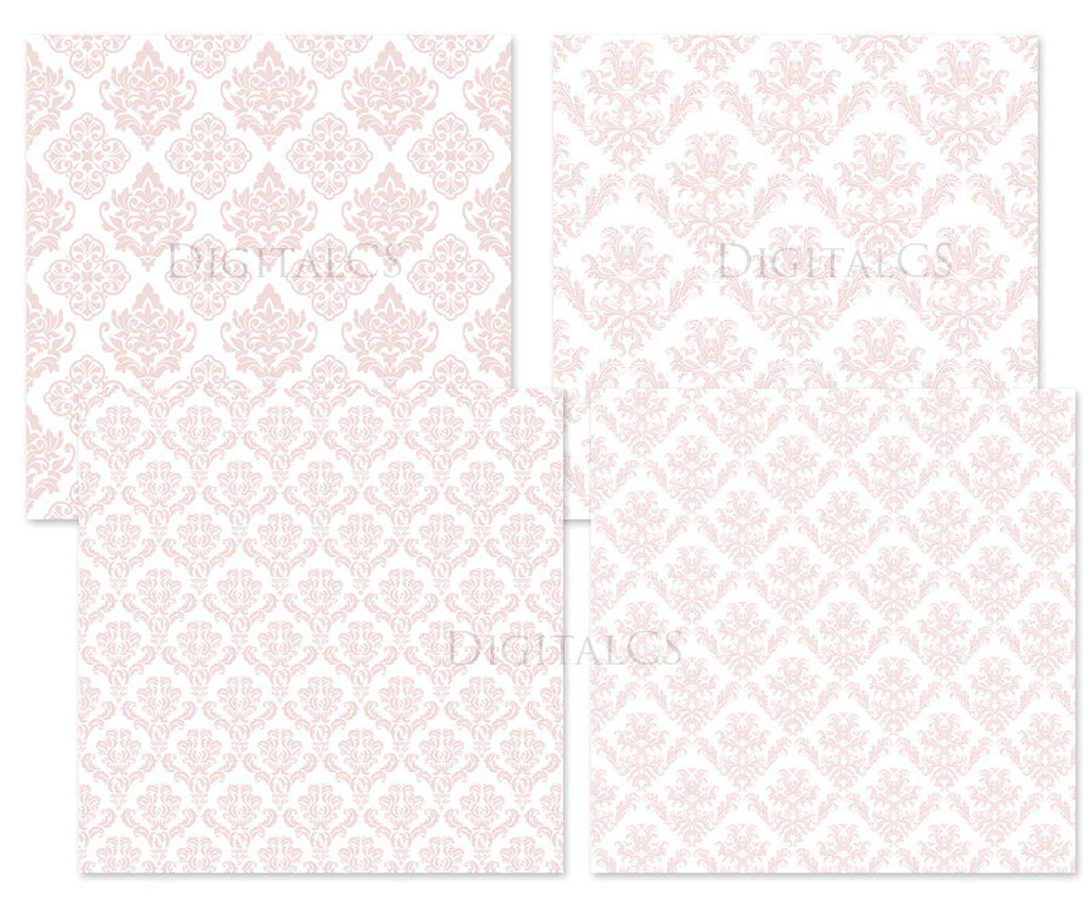 Dusty Rose Pink Damask Digital Paper Dusty Rose Digital Paper Dusty ...