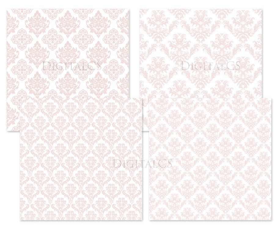 Dusty Rose Pink Damask Digital Paper Dusty Rose Digital Paper Dusty ...