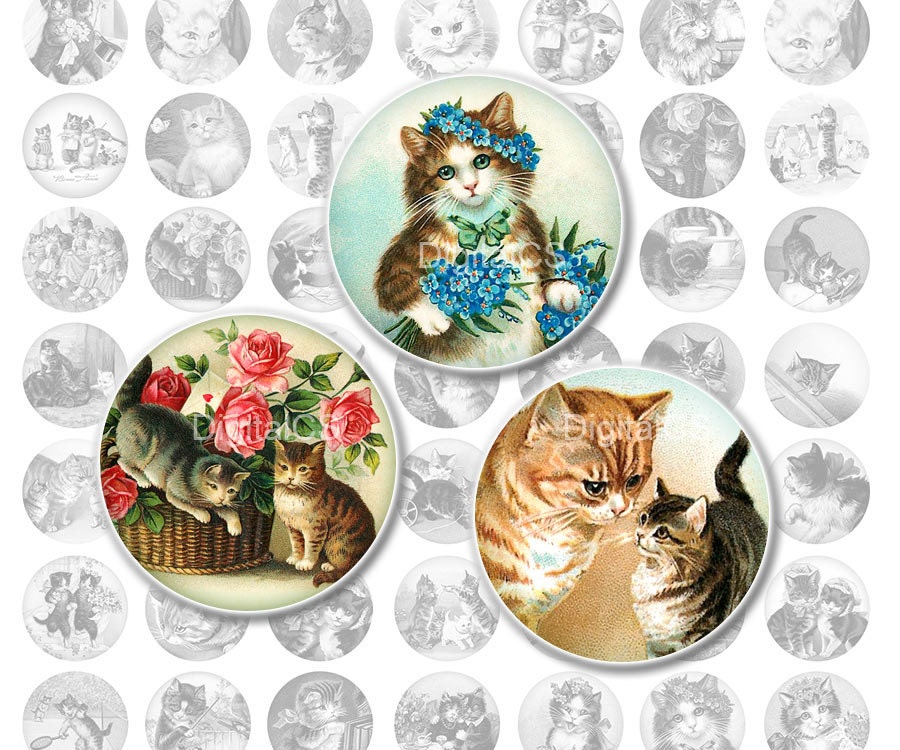 Cat Digital Collage Sheet Cat 1 Inch Digital Collage Sheet - Etsy