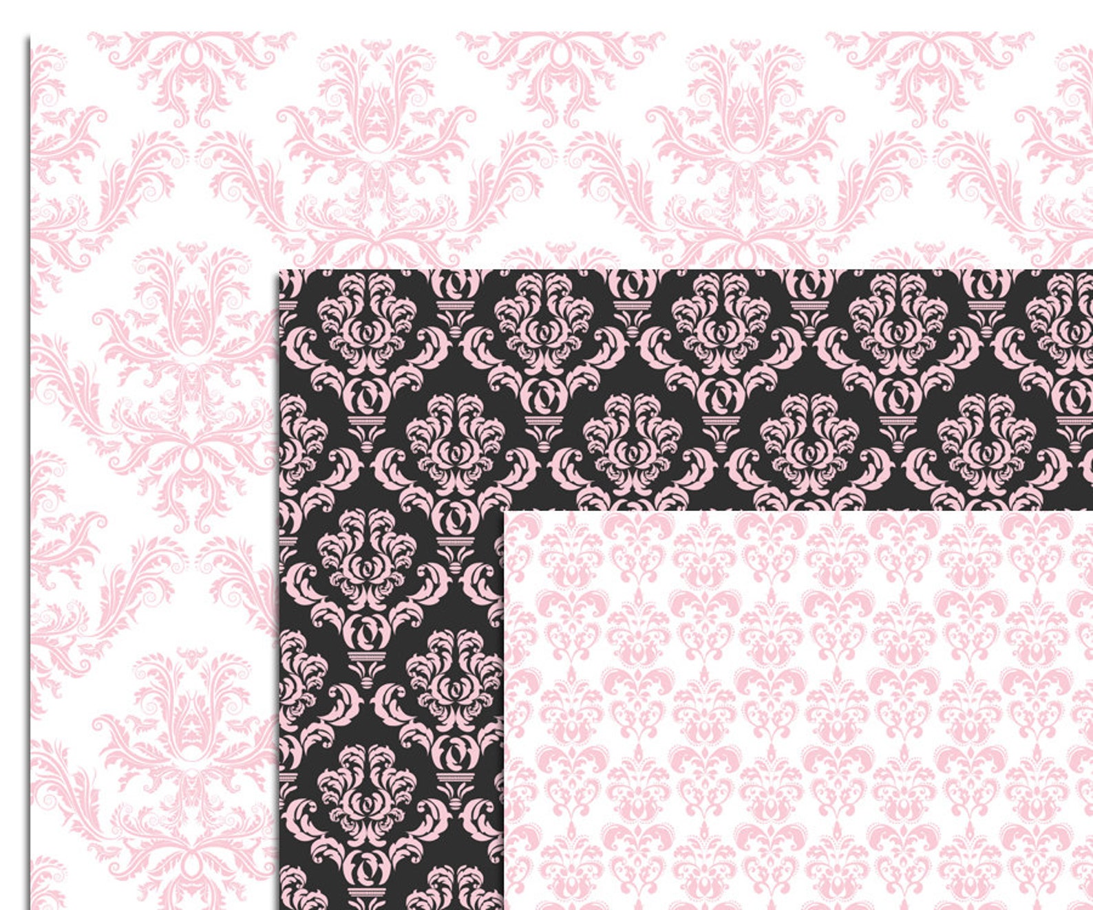 Pink Damask Digital Paper Wedding Paper Wedding Digital Paper Pink ...