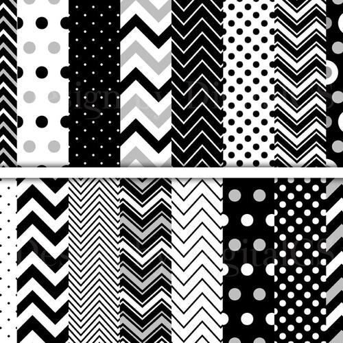 Chevron Digital Paper Black and White Digital Paper Polka Dots | Etsy