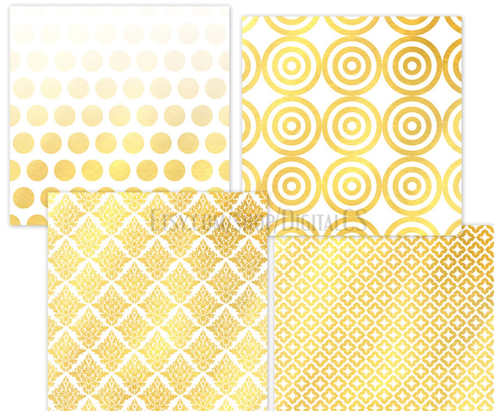 Gold Foil Digital Paper Gold Digital Paper Gold Damask Digital Paper ...