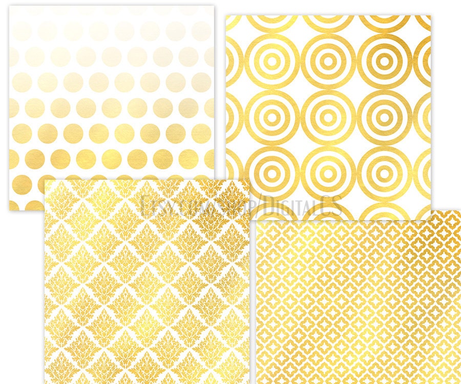 Gold Foil Digital Paper Gold Digital Paper Gold Damask Digital Paper ...